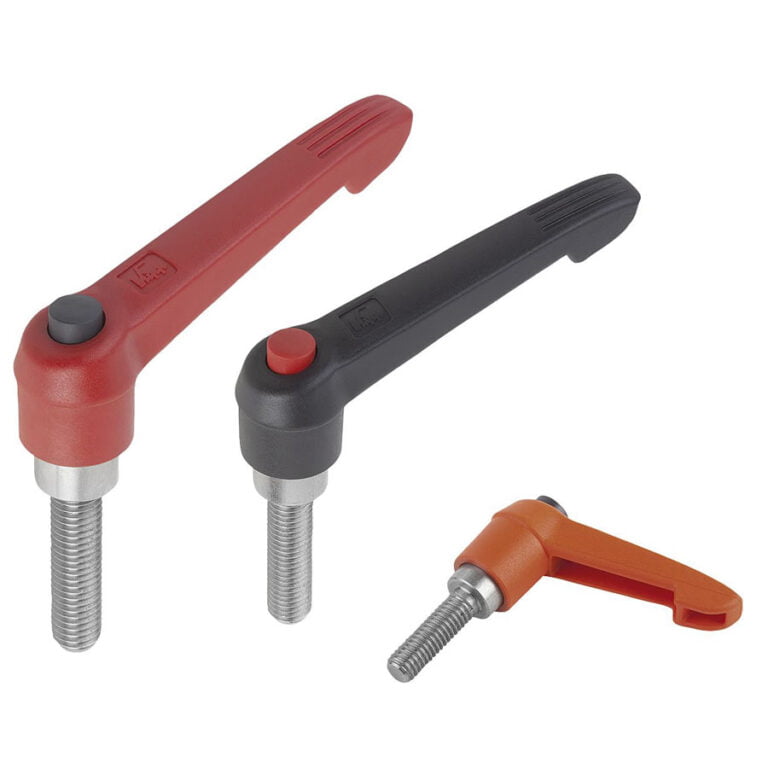 Kipp K0270 external thread clamping levers, push button, stainless